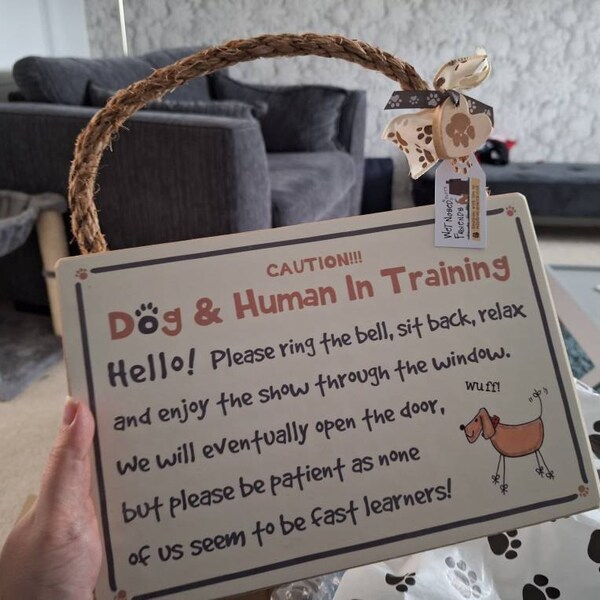 Handmade Wooden Door Sign for Dog (and Human) in Training. - Etsy