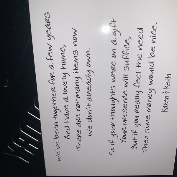 10 X Personalised Gift Poem Cards /wedding Money Wish Poem / Honeymoon ...