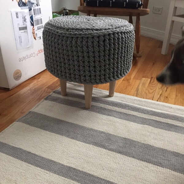 Crochet Pouf, Crochet Footstool, Round Pouf, Knitted Pouf, Knitted ...