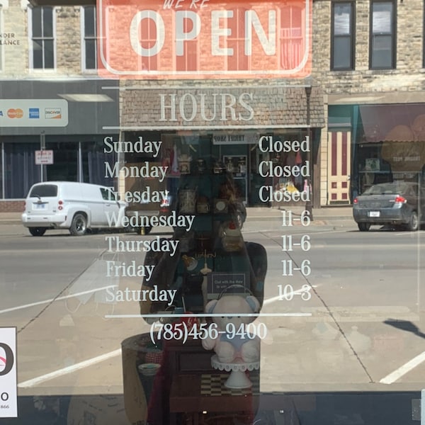 Store Hours Window Decal | Simple Hours of Operation | Storefront Decal ...