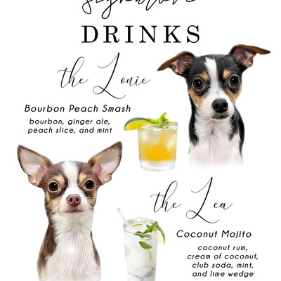 Dog Signature Cocktail Dog Custom Drink Sign Dog Signature Drink Sign ...