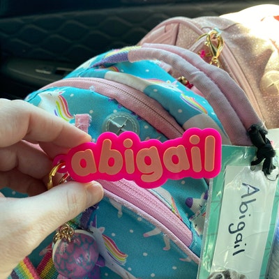 CUSTOM NAME KEYCHAINS Fun Bubble Letter Colorful Bag Tags / Key Chains ...