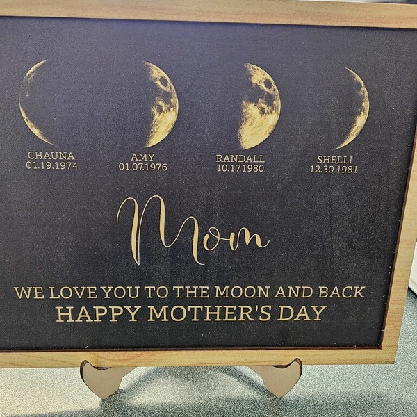 Custom Moon Phase Frame, Personalized Moon Phase Frame, Mother’s Day ...