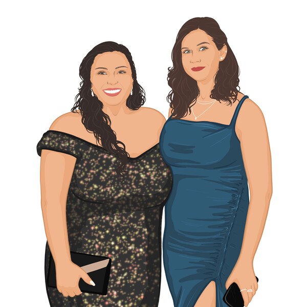 Best Friend Portrait From Photo, Hand Drawn Portrait for Friends ...
