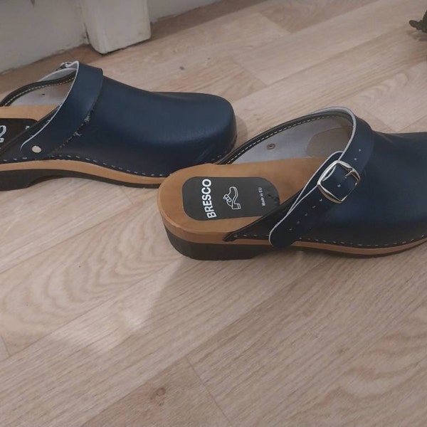 Swedish Wooden Clogs With Buckle From Flowers White Real Leather and ...