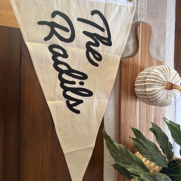 Hand Embroided Last Name Pennant | Personalized Wedding Marriage ...