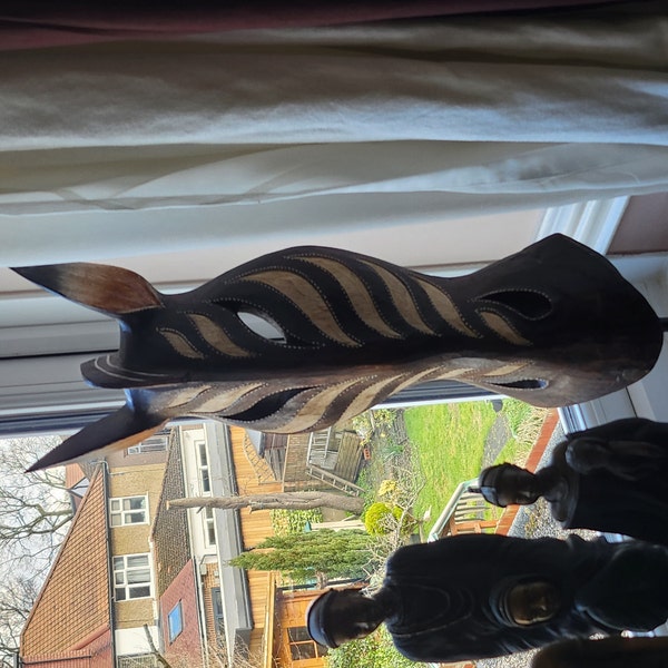 Carved Zebra Mask Natural on Plinth Wooden Hand Carved Art Fair Trade ...