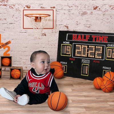 Half Way to One Birthday, Half Time Basketball Birthday, 6 Month Old ...