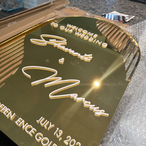Gold Mirror Wedding Welcome Sign, Acrylic Wedding Sign, Arch Welcome ...