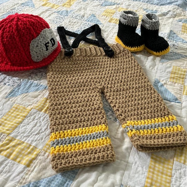 CROCHET PATTERN Baby Fireman Outfit, 0-12 Months Pattern Sizes, Baby ...