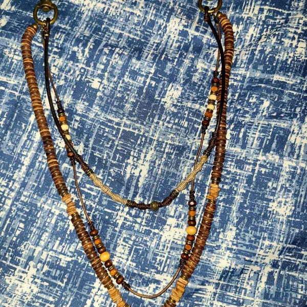 Wooden Bead Layered Chain for Pants- Leather Beaded Pants Chain for Men ...