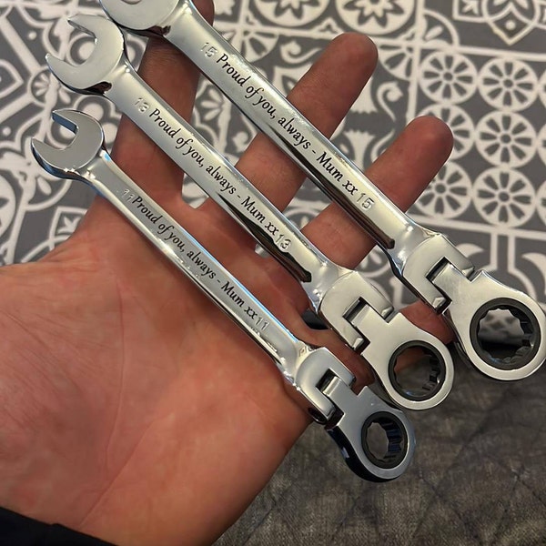 10mm Engraved Business Logo Ratchet Spanner Keyring Quality Gift Idea ...