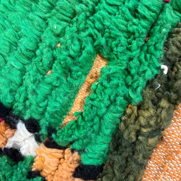 Fine Moroccan Green Rug, Colorful Boujaad Rug, Handmade Rug, All Wool ...