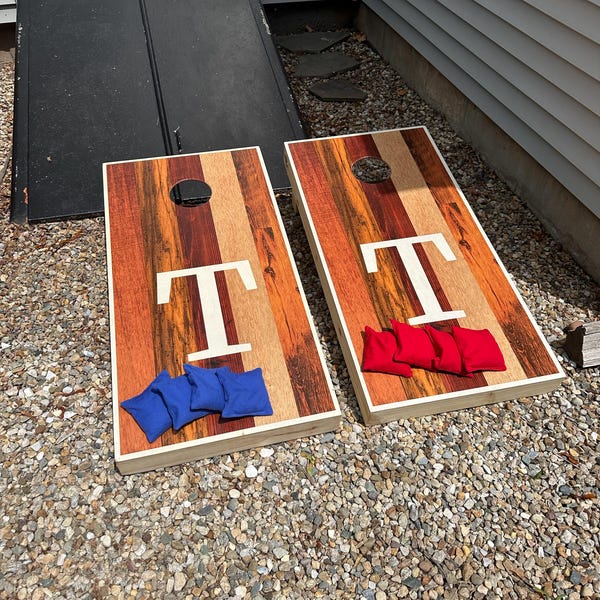 Multicolored Monogram White-washed Stained Cornhole Set With Bags ...