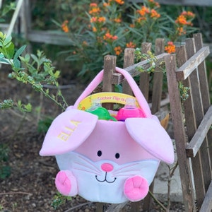 Embroidered Personalized Easter Bunny Basket, Personalized Easter ...