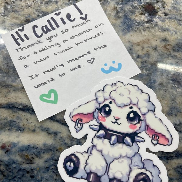 Goth Lamb Sticker - Holographic Lamb Sticker, Cute Pixel Art Punk Lamb ...