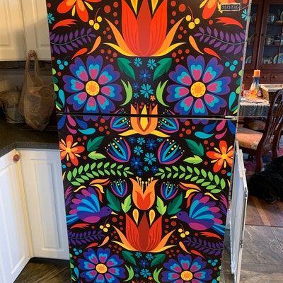 Fridge Wrap Black Vinyl, Fridge Decal Moon, Refrigerator Wrap Side by ...