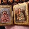 Triptych Christian Icon of Virgin Mary gorgoipikoos and Archangels With Aging Technique ...