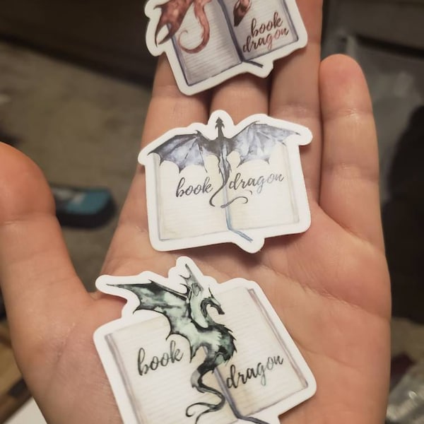 Book Dragon Watercolor Sticker, Vinyl Literary Laptop Decal, Classic ...