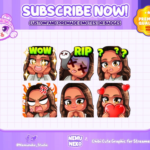 6x Custom Emotes, Emojis, Sub Emotes for Twitch, Youtube, Disocrd or ...