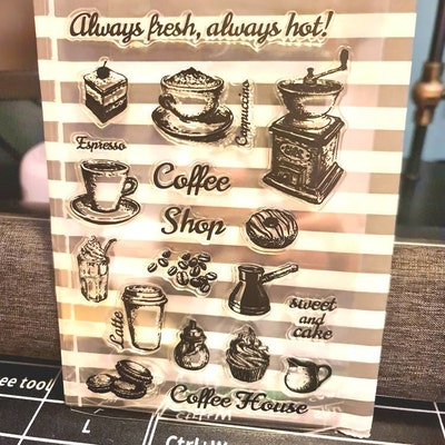 Coffee Shop Stickers, Barista Coffee Drink Stickers, Vintage Food ...