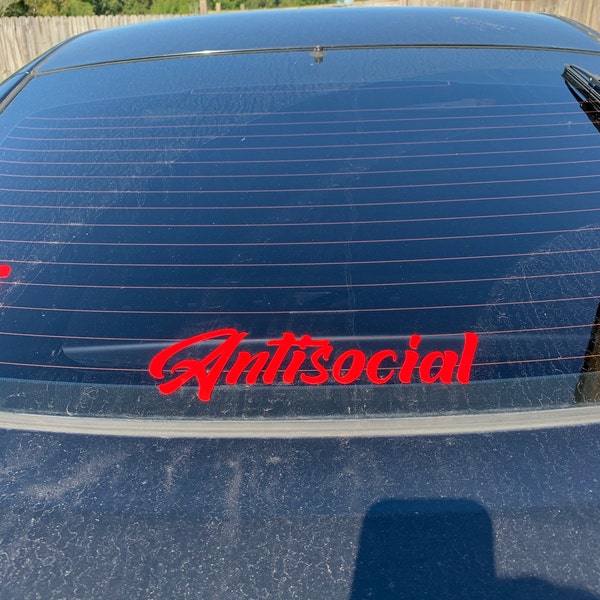 Antisocial Vinyl Decal Windshield Banner 7 Inches to 20 Inches Long ...