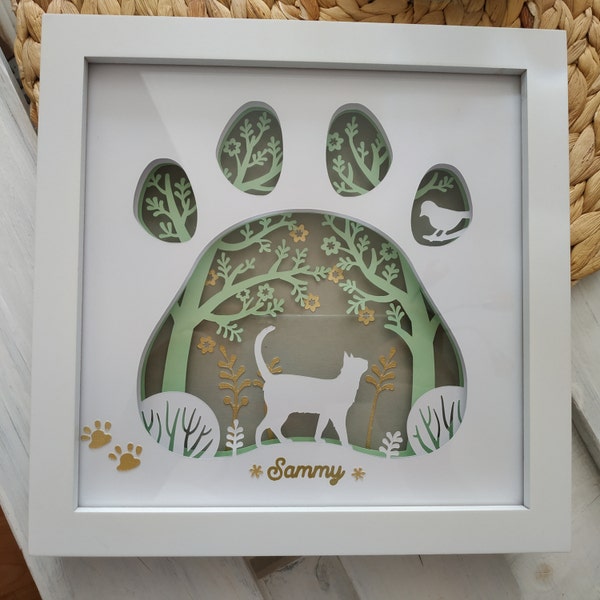 Cat Paw Shadow Box SVG, 3d Papercut SVG, Layered Paper Art Template ...