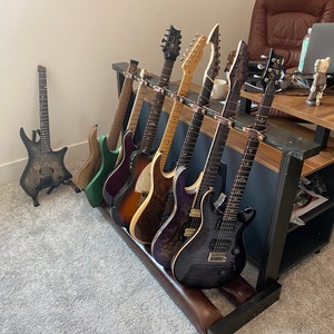 Leather & Wood Upright Custom Guitar Rack Guitar Stand - Etsy
