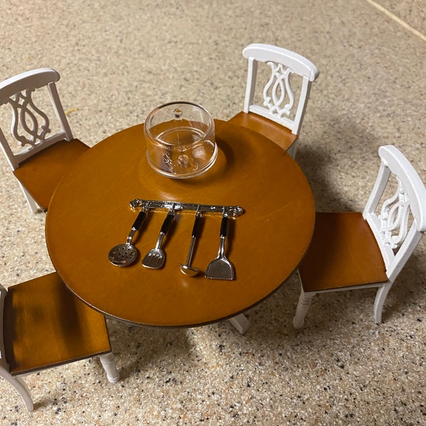 1:12 Dollhouse Miniature Metal Cooking Utensils Set With Wall Hanger ...