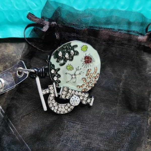 Microscope Badge Reel, Micro Name Tag, Lab Tech Badge, Med Tech Gift ...