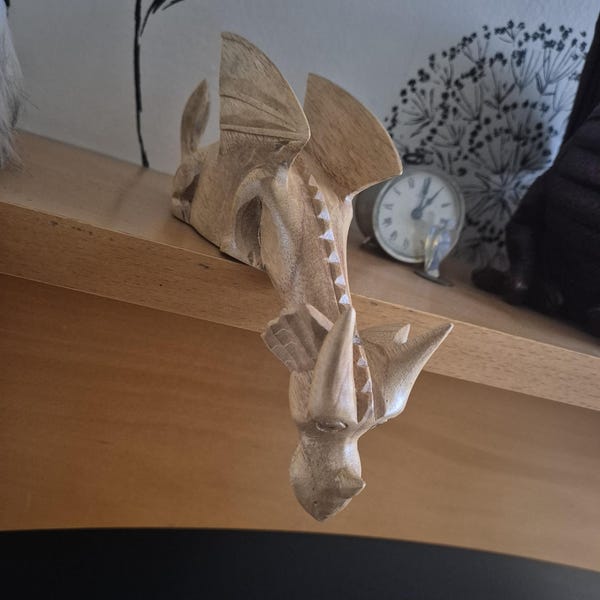 Carved Wooden Shelf Sitting Sitter Dragon Wood Carving Ornaments ...