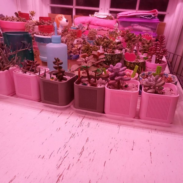 Black Planter SET of 3 With Drainage Holes and Drip Trays, 3D Printed ...