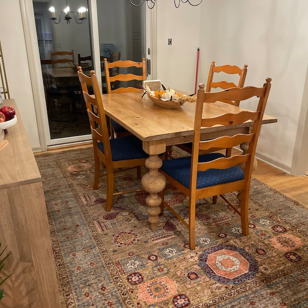 Chunky Balled Farmhouse Table, Large Turned Leg Table, Large Modern ...