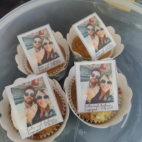 16 X Personalised Text and Photograph Cake Toppers Edible Wafer Rice ...