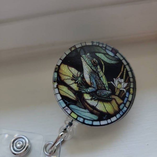 Stained Glass Breast Cancer Ribbon Awareness Badge Reel, Breast Cancer ...