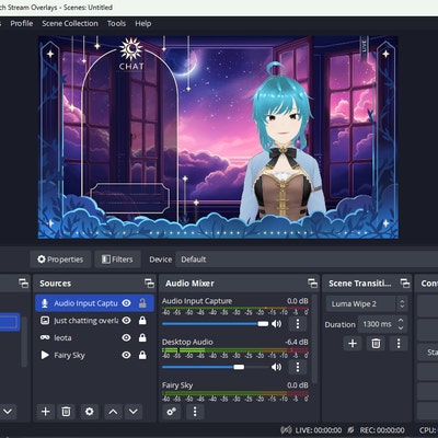 Moon Night Twitch Stream Overlay Set Vtuber Asset Just Chatting Scene ...
