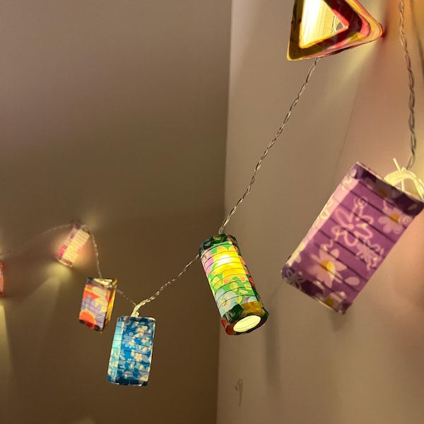 Squared Multi Color String Lights Japanese Paper Lantern Fairy Lights ...