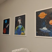Set of 3 Watercolor Outer Space Wall Art, Digital Download, Printable ...