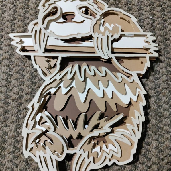Sloth Multilayer 3D SVG/ Sloth 3D Mandala/ Sloth Paper Cut/ Plywood Cut 3D Mandala/ Sloth ...