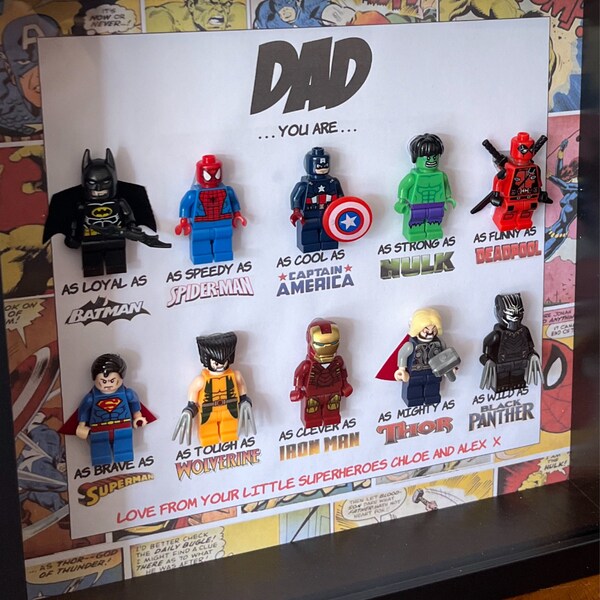 Personalised Super Hero Christmas Gift for Dad/ Box Frame / Daddy ...