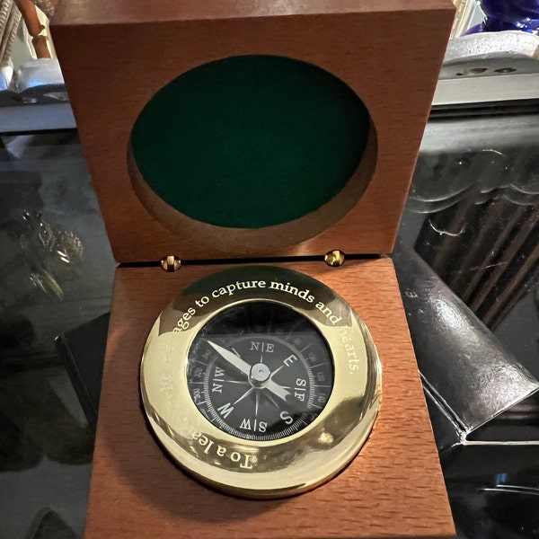 Personalised Brass Travellers Compass With Wooden Box - Travel Gift ...