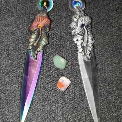Mushroom Wiccan Athame Woodland Crystal Blade, Wicca Ritual Knife ...