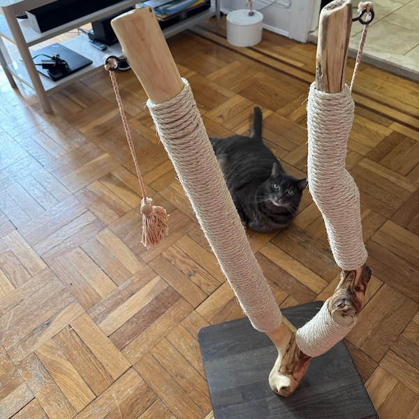 Unique Scratching Post, Cat Climbing Tree With Toys, Solid Wood ...