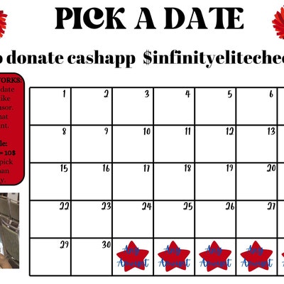 Cheer Fundraiser Calendar, Cheer Pick a Date to Donate, Navy Theme ...