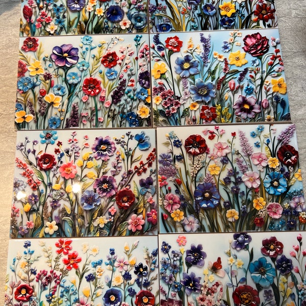 Butterfly Wildflower Ceramic Tile Backsplash - Floral Wall Art - Etsy