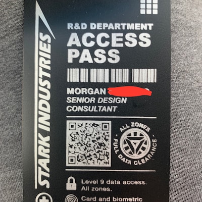 IRON MAN Stark Industries PERSONALISED Access Card. A Top Quality ...