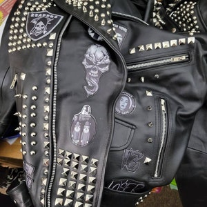 Women Full Studded Jacket, Women Black Leather Rock, Women Steam Punk ...