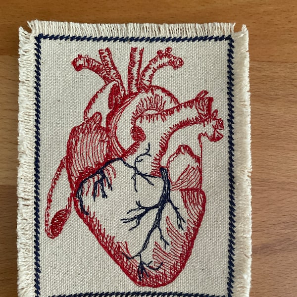 Anatomical Heart Embroidered Patch Canvas Patch - Vintage Style - Etsy