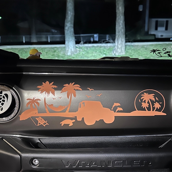 Custom Beach Wrangler/gladiator Dashboard Glove Box Vinyl Decal Sticker ...