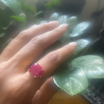Large Natural Ruby Ring, Raw Ruby Ring, Genuine Ruby Gemstone Ring, Giant Red Ruby Ring, Square ...